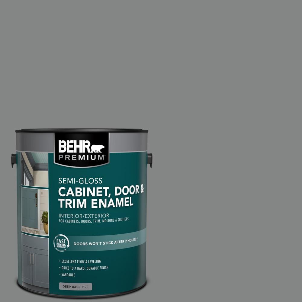 BEHR PREMIUM 1 gal. #PFC-63 Slate Gray Semi-Gloss Enamel Interior ...