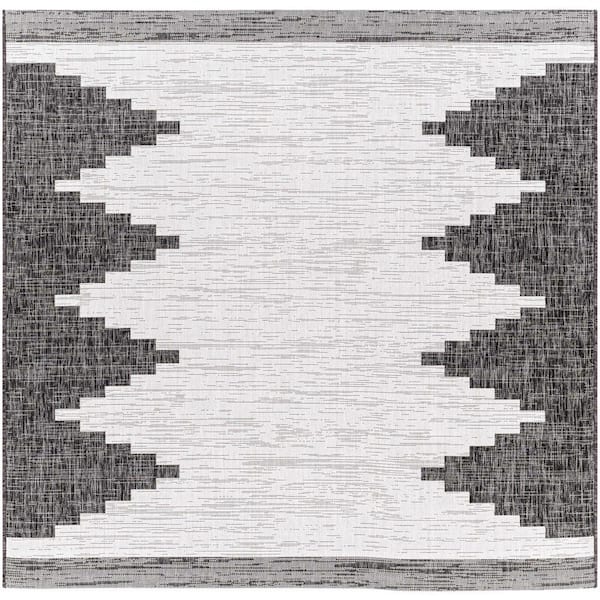HAUTELOOM Djugun Black/Charcoal/Off White 8 ft. x 8 ft. Area Rug DJU ...