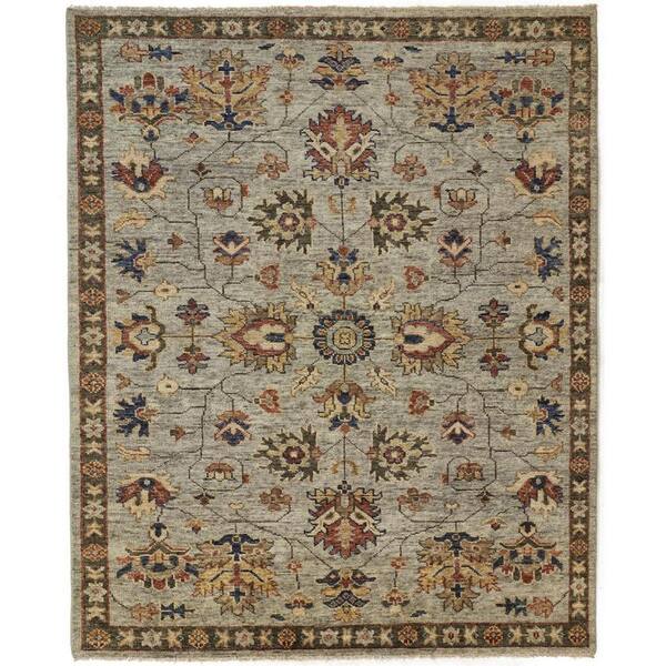 HomeRoots 2 ft. x 8 ft. Gray, Ivory Floral Area Rug 2000512622 - The ...