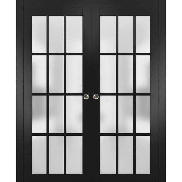 Sartodoors 60 in. x 96 in. 2 Panel Black Matte Finished Solid Wood ...