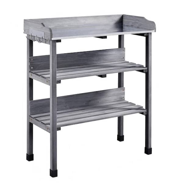 Wood Plant Stand, 3-Tier Wooden Vertical Raised Planter with Legs ...