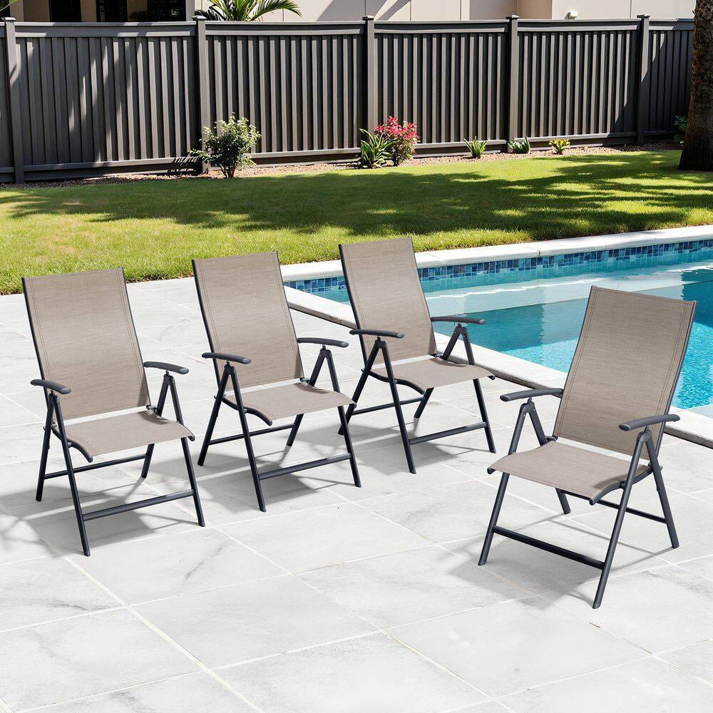 Crestlive Products Metal Foldable Adjustable Back Outdoor Dining Chair ...