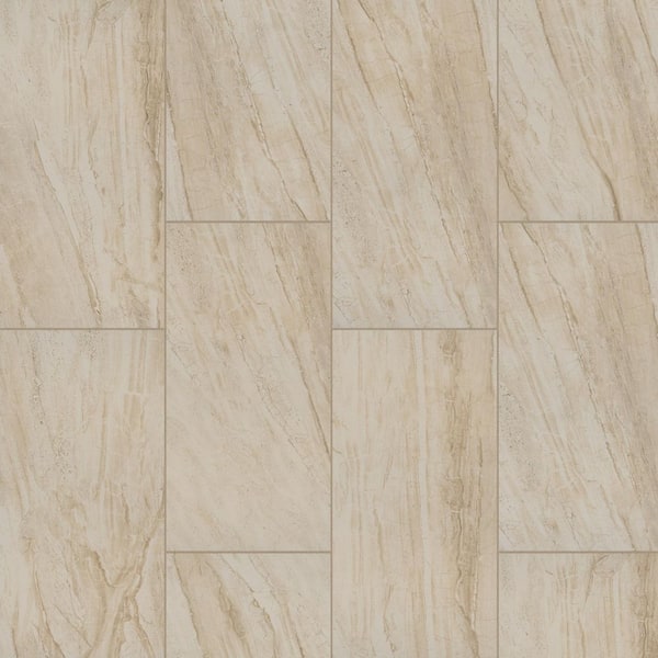 TrafficMaster Vigo Beige 12 in. x 24 in. Matte Ceramic Marble Look ...