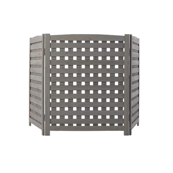 BOZTIY 2-Panel Outdoor Air Conditioner Fence Solid Wood Privacy Fence ...