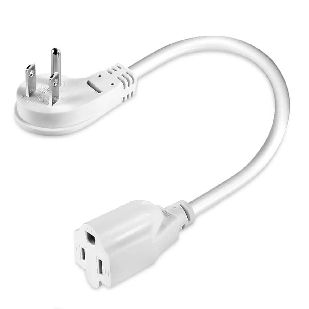 1 ft. 14 Gauge 3-Prong 15A 125V 1875W Indoor Extension Cord with Flat ...