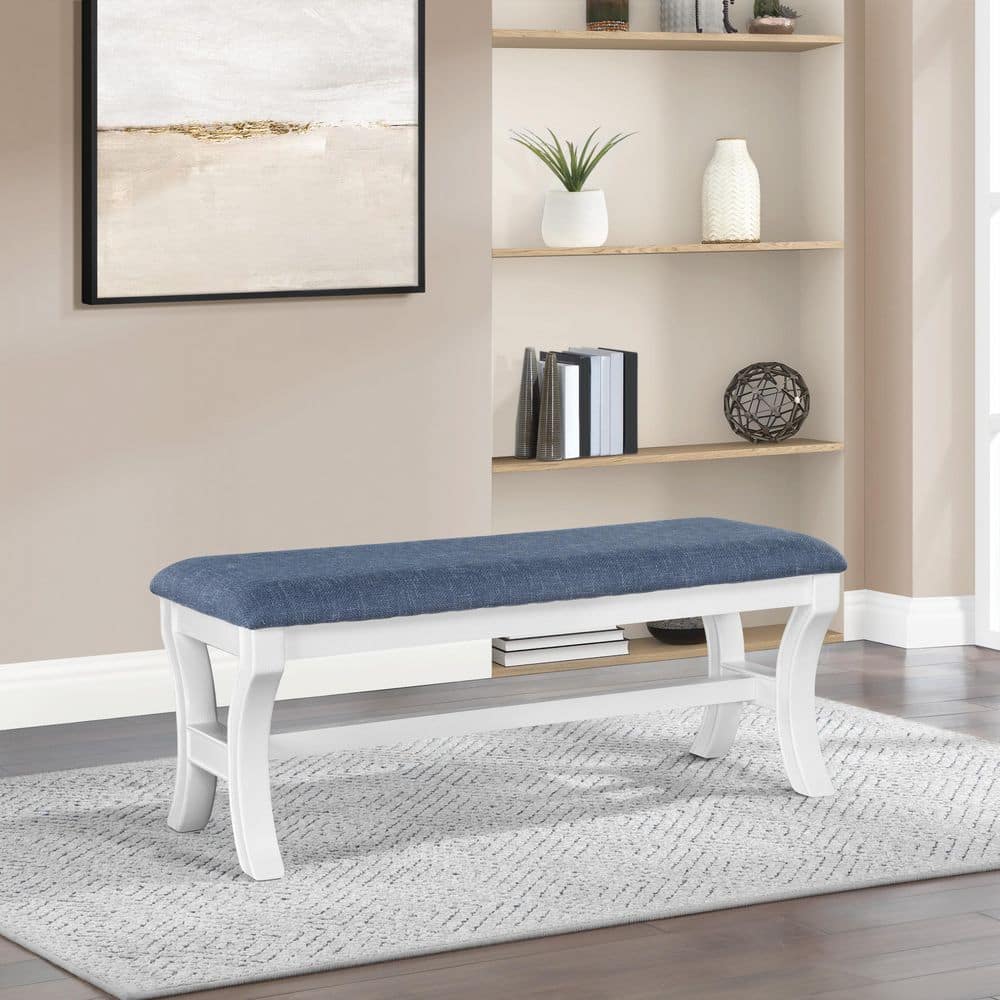 OSP Home Furnishings Elias 48 in. Bedroom Bench in Navy White Frame ...