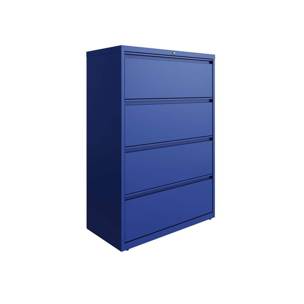 Hirsh 36 in. W Classic Blue 4-Drawer Metal Lateral File Cabinet for ...
