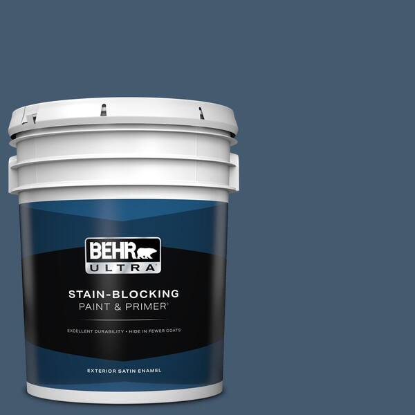 BEHR ULTRA 5 gal. #S500-7 Infinite Deep Sea Satin Enamel Exterior Paint ...