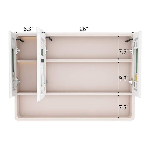 FUNKOL 35 in. W x 28 in. H Rectangular Aluminium Medicine Cabinet with ...