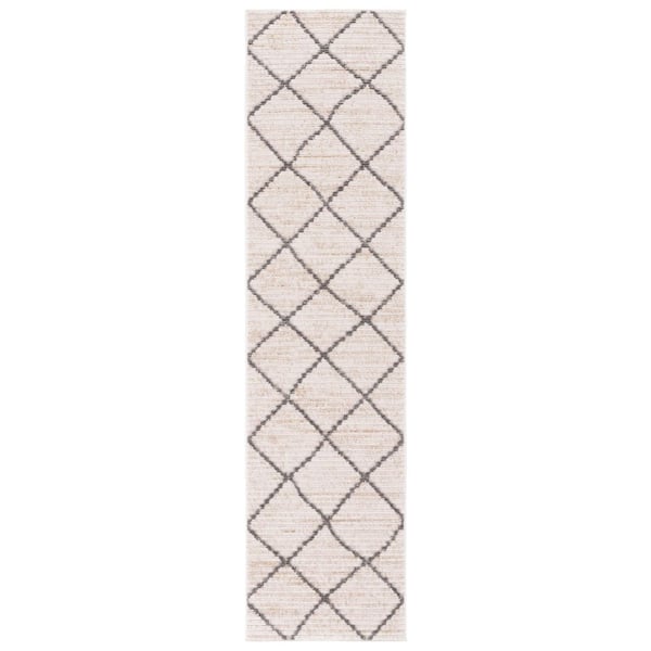 SAFAVIEH Marrakesh 2 ft. x 8 ft. Beige/Gray Abstract Diamond Runner Rug ...