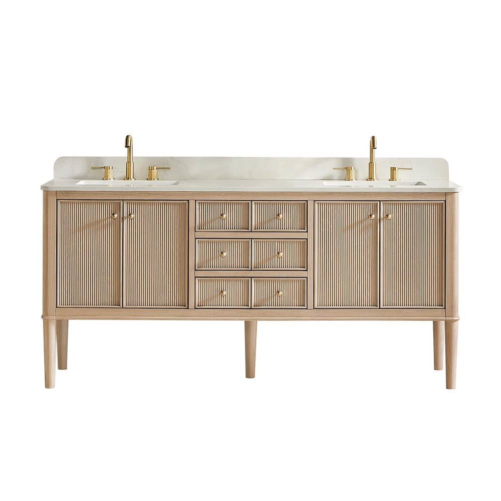 Altair Blaise 72 in. Double Freestanding Light Oak Bath Vanity with ...