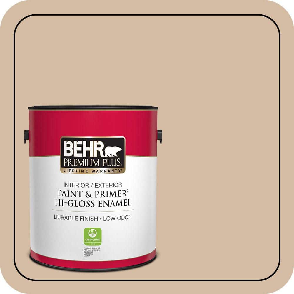 BEHR PREMIUM PLUS 1 gal. #PWL-86 Nutty Beige Hi-Gloss Enamel Interior ...