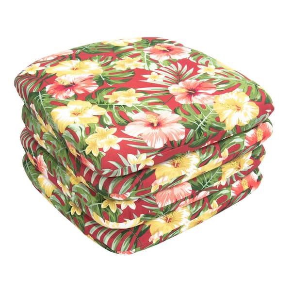 Sun Terrace Red Tropical Rectangle Outdoor Seat Cushion (Set of 4) DL ...