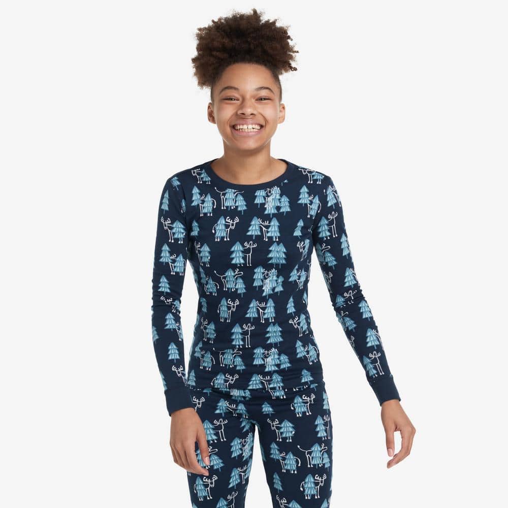 The Company Store Company Cotton Printed Unisex 8 Blue Pajama Set ...
