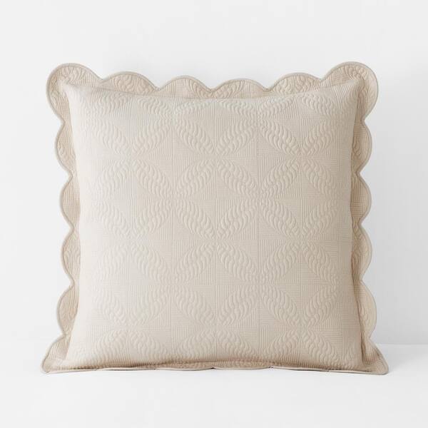 The Company Store Scallop Lightweight Quilted Tan Cotton Euro Sham ...