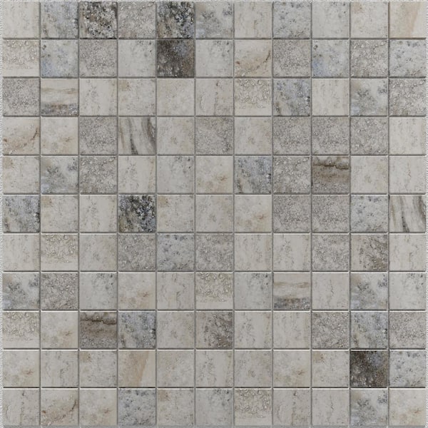 CRUZ BAY STUDIO Tufo 4 in. x 6 in. Grey Matte Mosaic Porcelain Tile ...