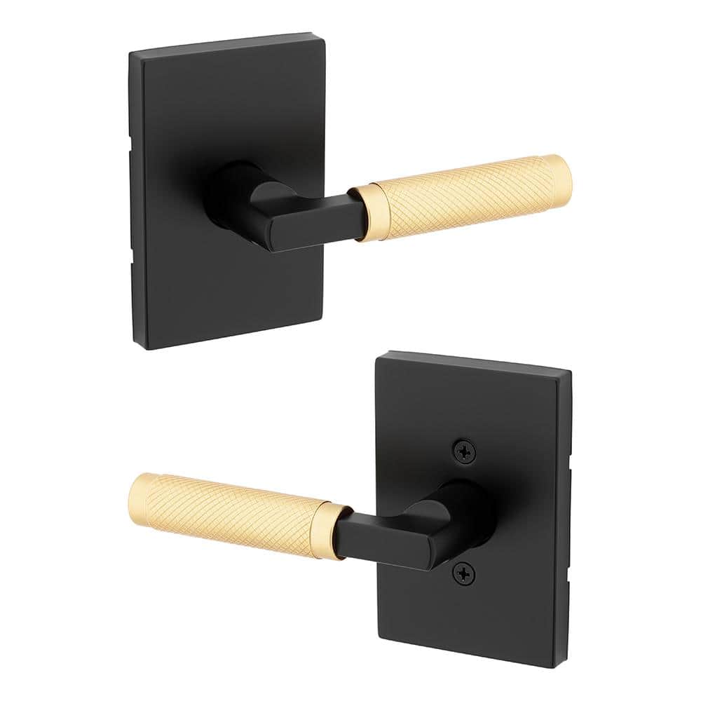 Kwikset Prava Matte Black and Satin Brass Hall/Closet Door Handle 720PVL RCT 514/4 6AL RCS - The ...