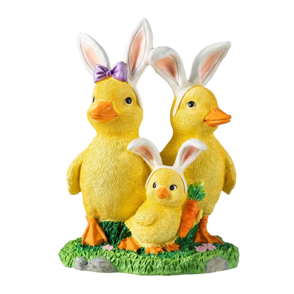 Glitzhome 11.5 in. H Easter Resin Duck Family Table Decor 2042900004 ...