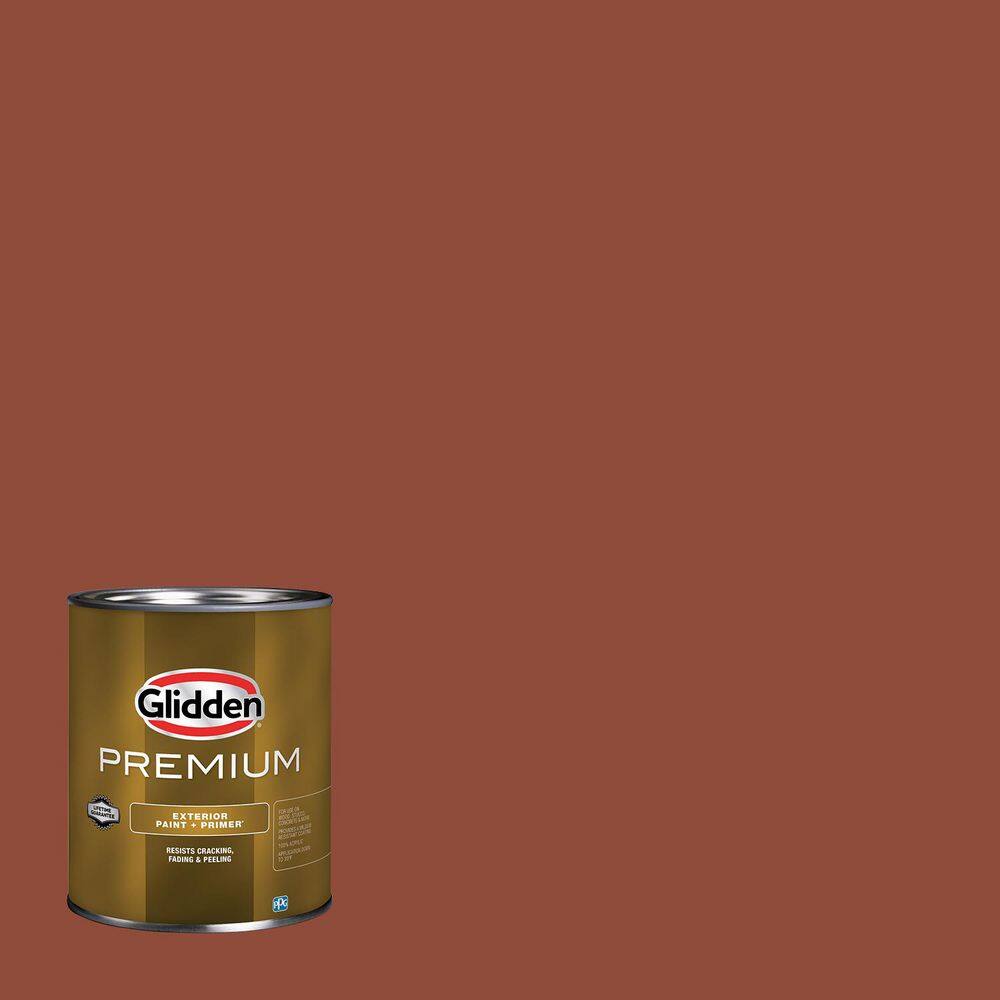 Glidden Premium 1 qt. PPG1067-7 Burled Redwood Flat Exterior Latex ...