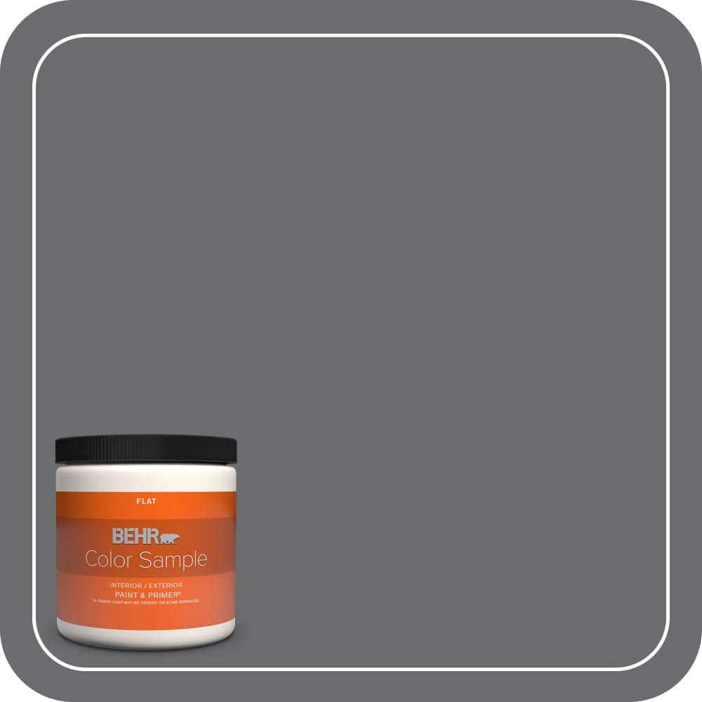 BEHR PREMIUM PLUS 8 oz. #770F-5 Dark Ash Flat Interior/Exterior Paint ...