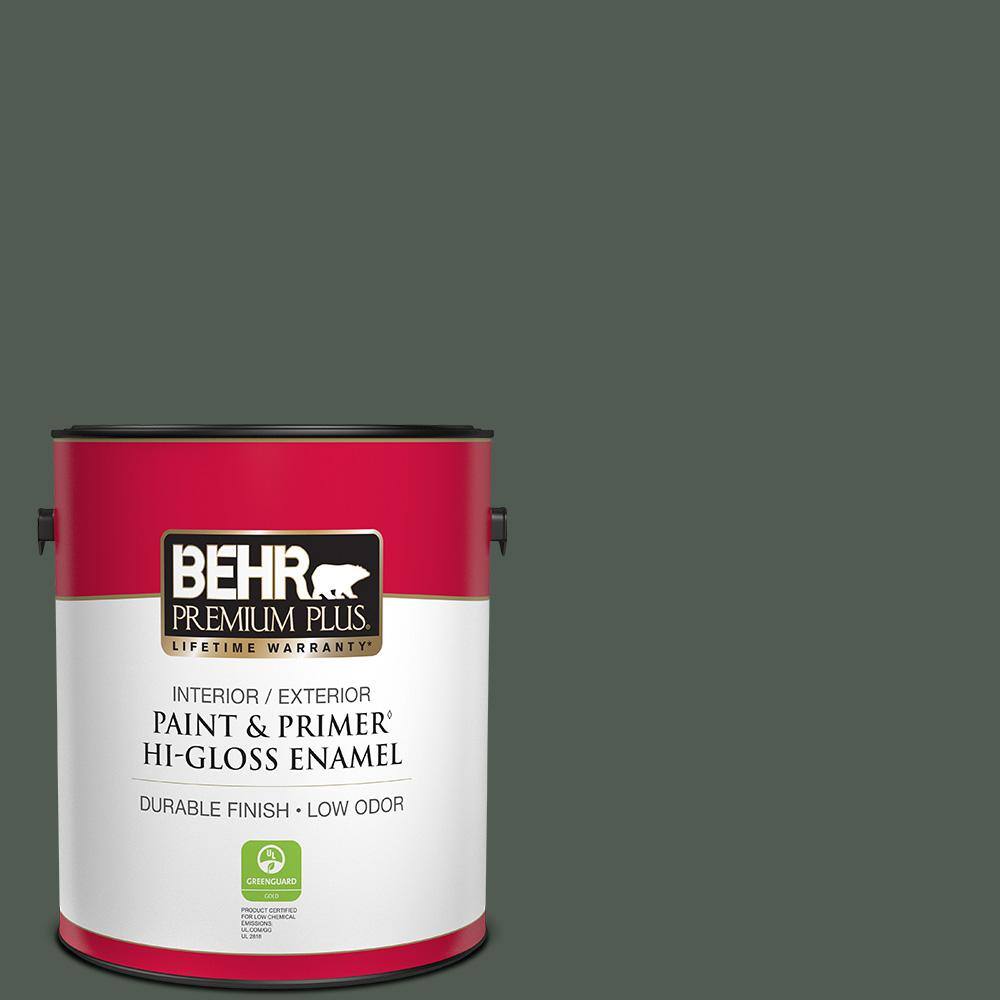 BEHR PREMIUM PLUS 1 gal. #N420-7 Alpine Trail Hi-Gloss Enamel Interior ...
