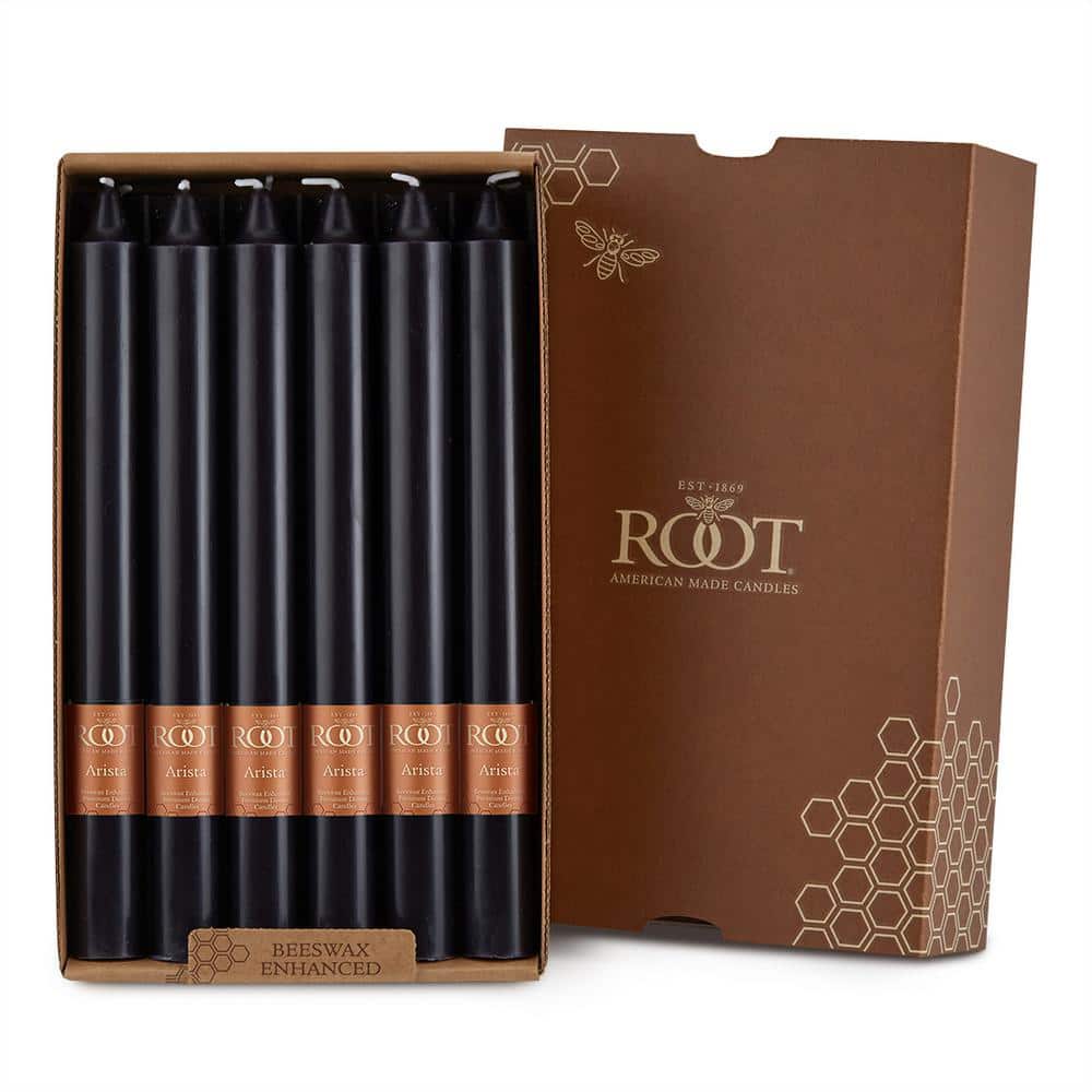 ROOT CANDLES Smooth Arista 9 in. Black Unscented Taper Candle (Set of ...