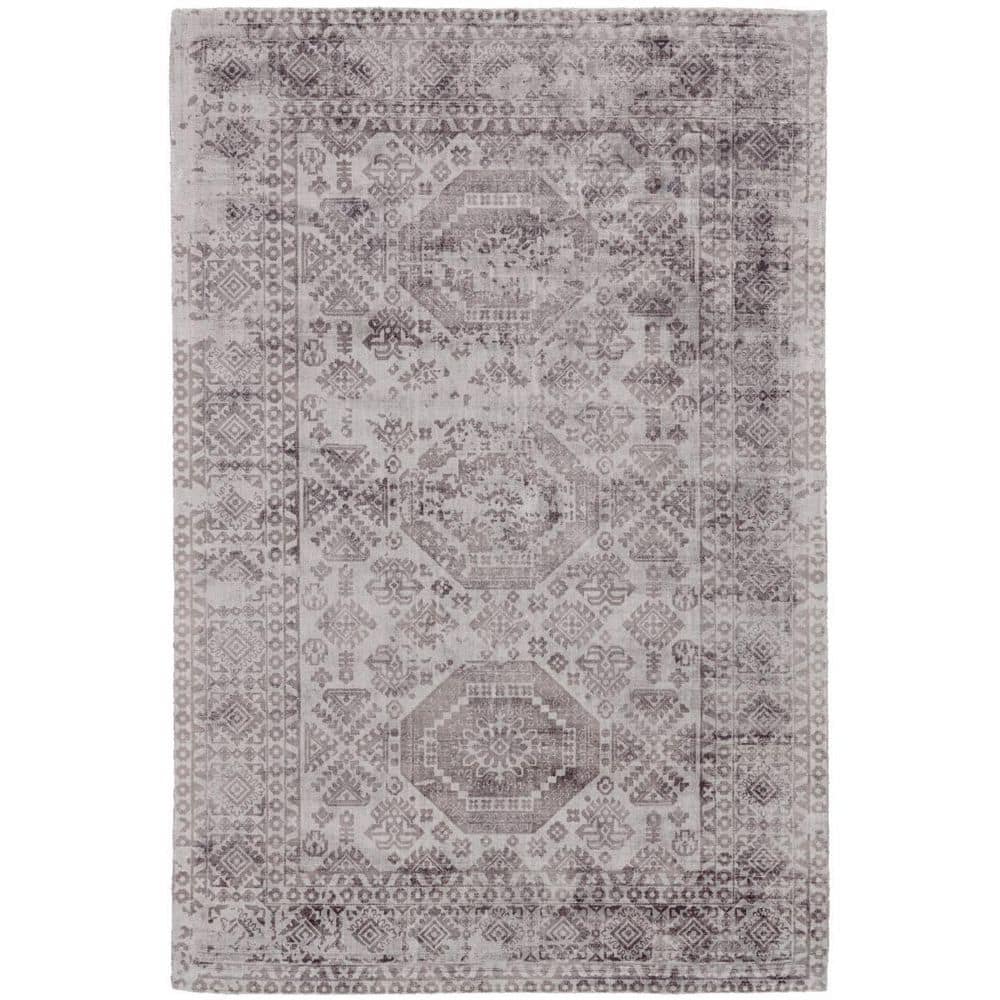 HomeRoots 8 ft. x 11 ft. Gray Abstract Area Rug 2000511322 - The Home Depot