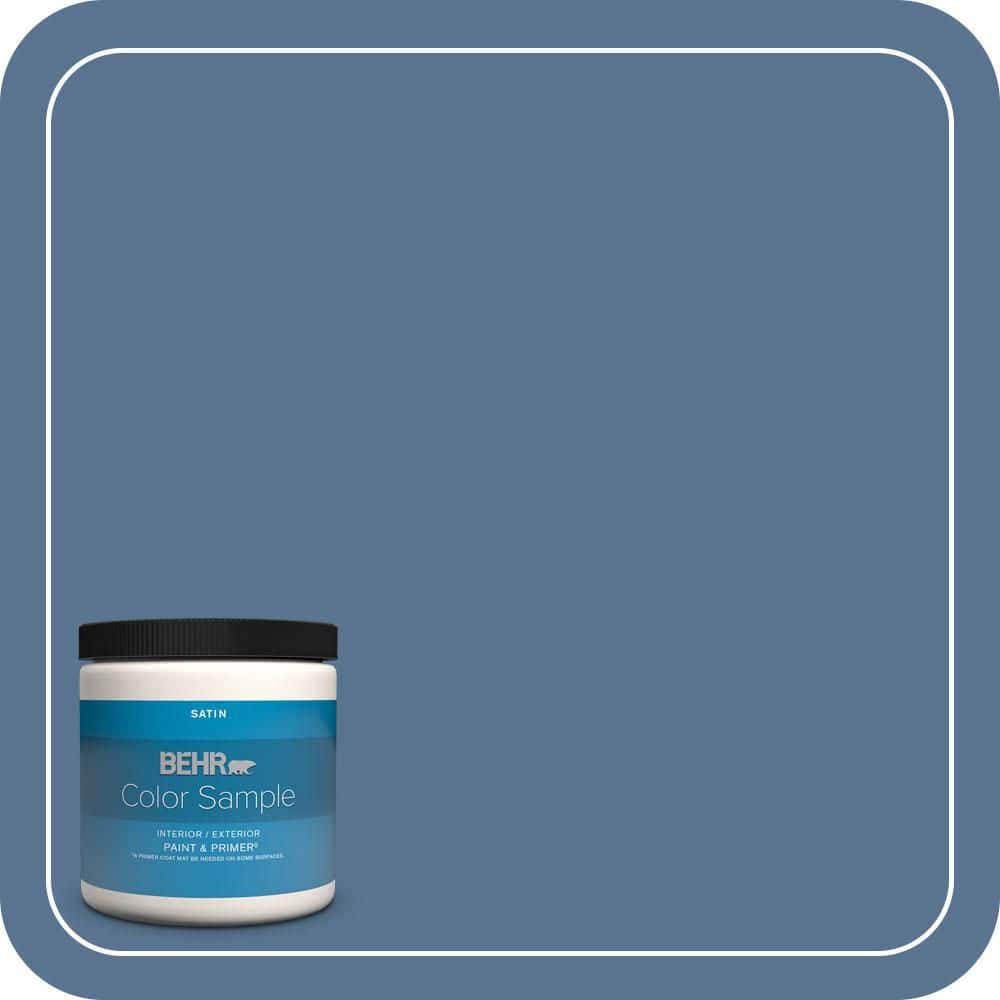 BEHR PREMIUM PLUS 8 oz. #PPU14-18 Laguna Blue Satin Enamel Interior ...