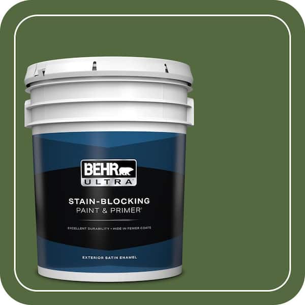 BEHR ULTRA 5 gal. #M380-7 Alfalfa Extract Satin Enamel Exterior Paint ...