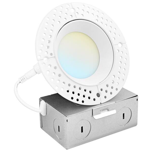 LUXRITE 3 in. Canless Remodel LED Trimless Recessed Light 5 Color ...