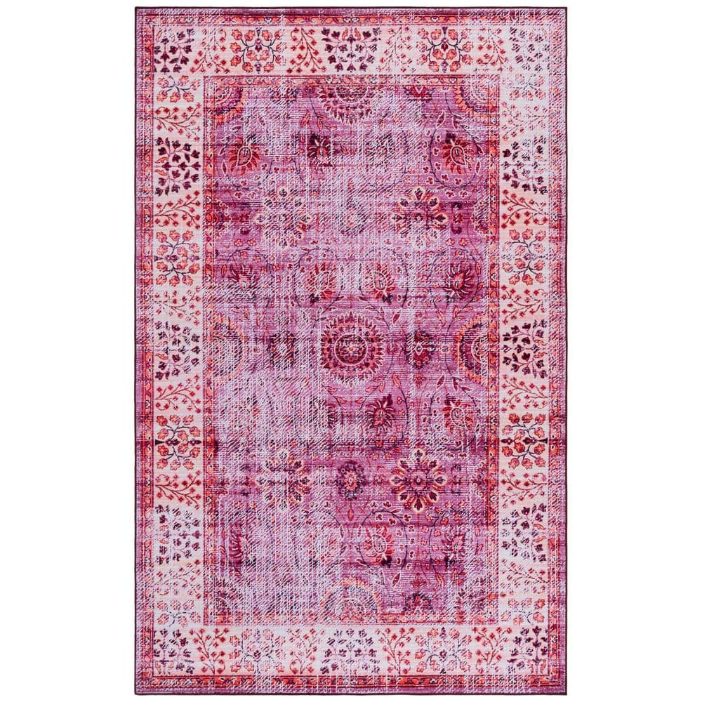 SAFAVIEH Tucson Fuchsia/Rust 4 ft. x 6 ft. Machine Washable Abstract ...