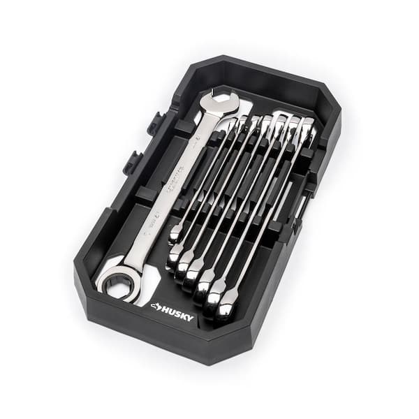 Husky BITE Metric 72-Tooth Ratcheting Wrench Set (8-Piece) HBRW8XLM ...