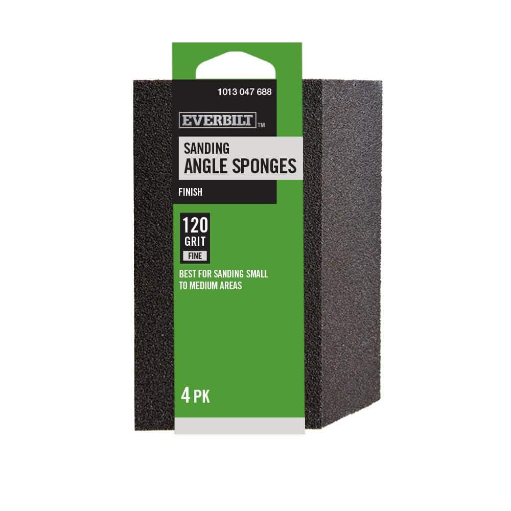 Everbilt 1 in. x 0.29ft. x 0.66 ft. FINE GRIT ANGLE SANDING SPONGE 4PK ...