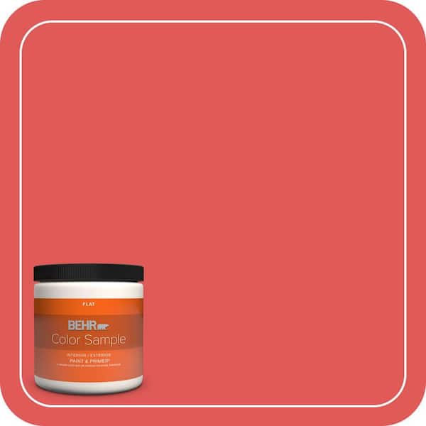 BEHR PREMIUM PLUS 8 oz. #150B-6 Firecracker Flat Interior/Exterior ...