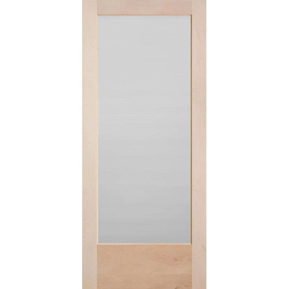 Masonite 36 in. x 84 in. Maple Veneer 1-Lite Solid Wood Interior Barn ...