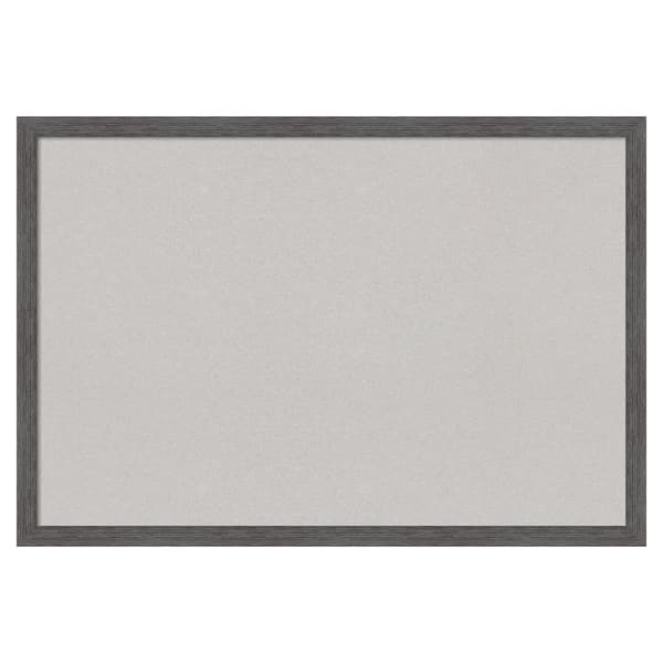Amanti Art Pinstripe Plank Grey Thin Framed Grey Corkboard 38 in. x 26 ...