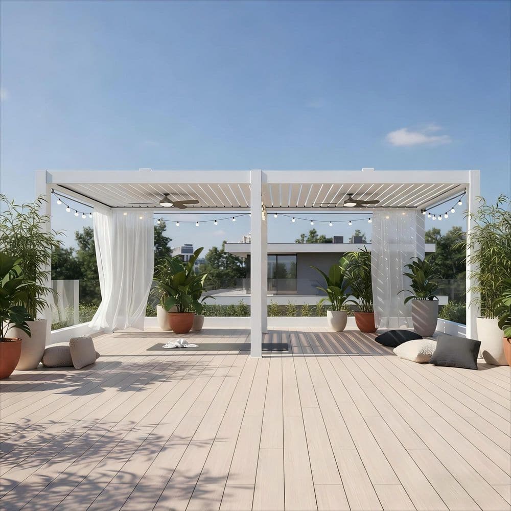 Mondawe 10 ft. x 20 ft. White Aluminum Outdoor Solar-Powered Electric ...