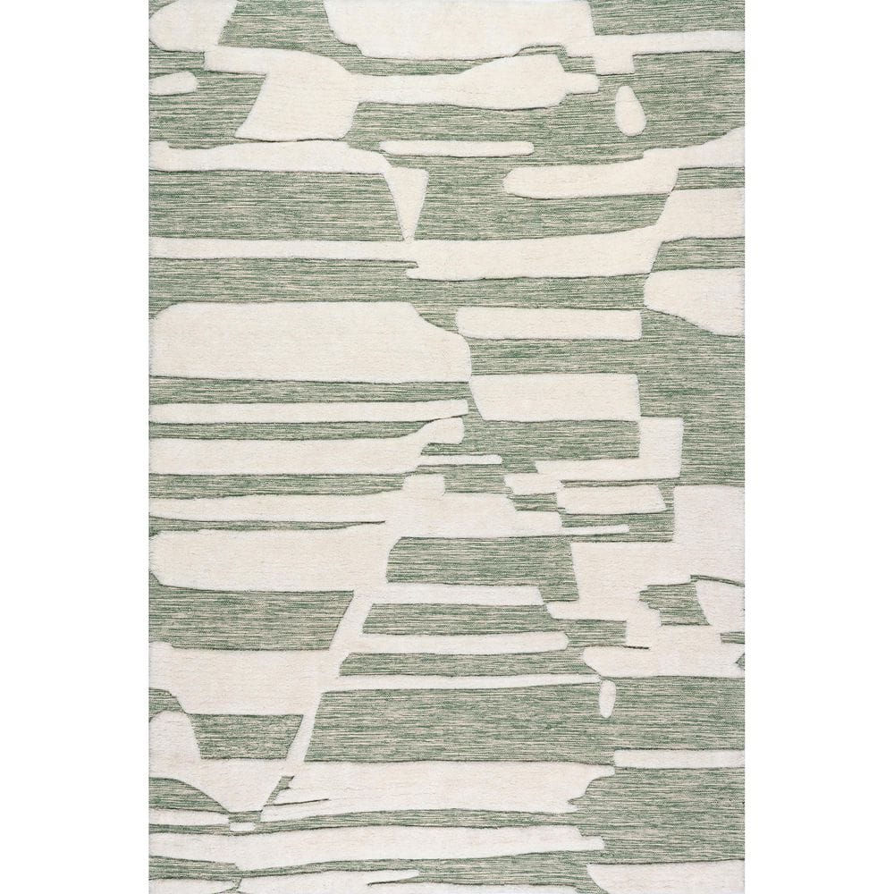 RUGS USA Babai New Zealand Wool Green 3 ft. x 5 ft. Indoor/Outdoor ...