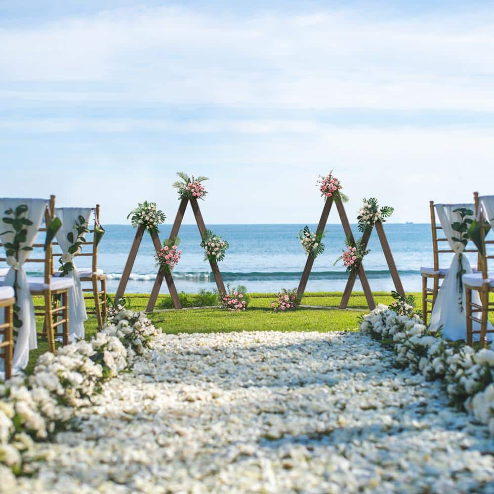 Kingdely 58.66 in. x 68.11 in., Wood Double Triangular Arbor Arch for ...