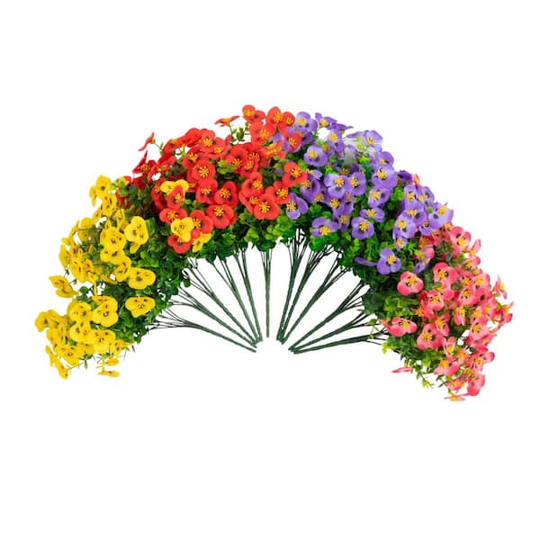 Nearly Natural 13 in. Multi-Colored UV Resistant Artificial Pansy Bush ...
