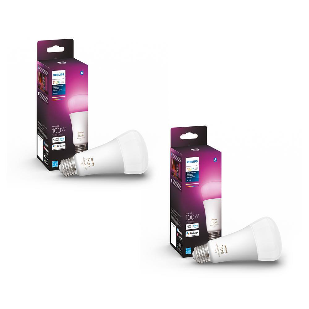 Philips Hue 100-Watt Equivalent A21 Smart LED Color Changing Light Bulb ...
