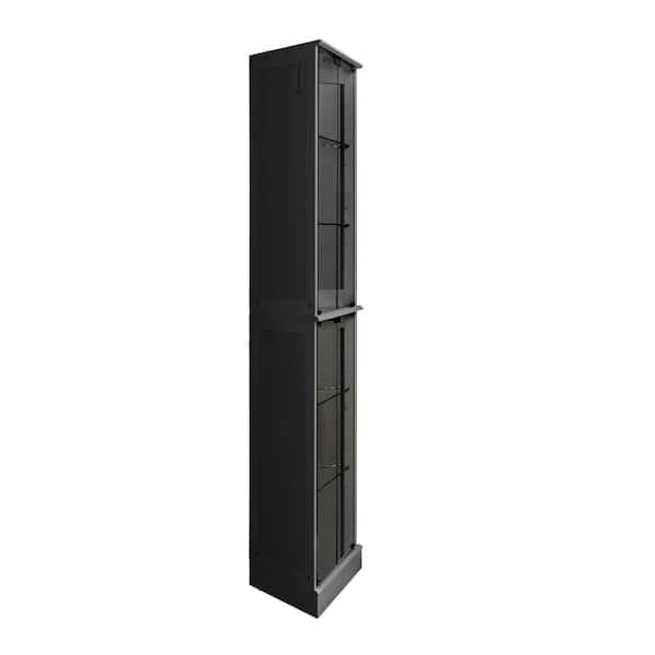 Black 26 in. Width Dining Cabinet Corner Display Cabinet JHCA0015-BLACK ...