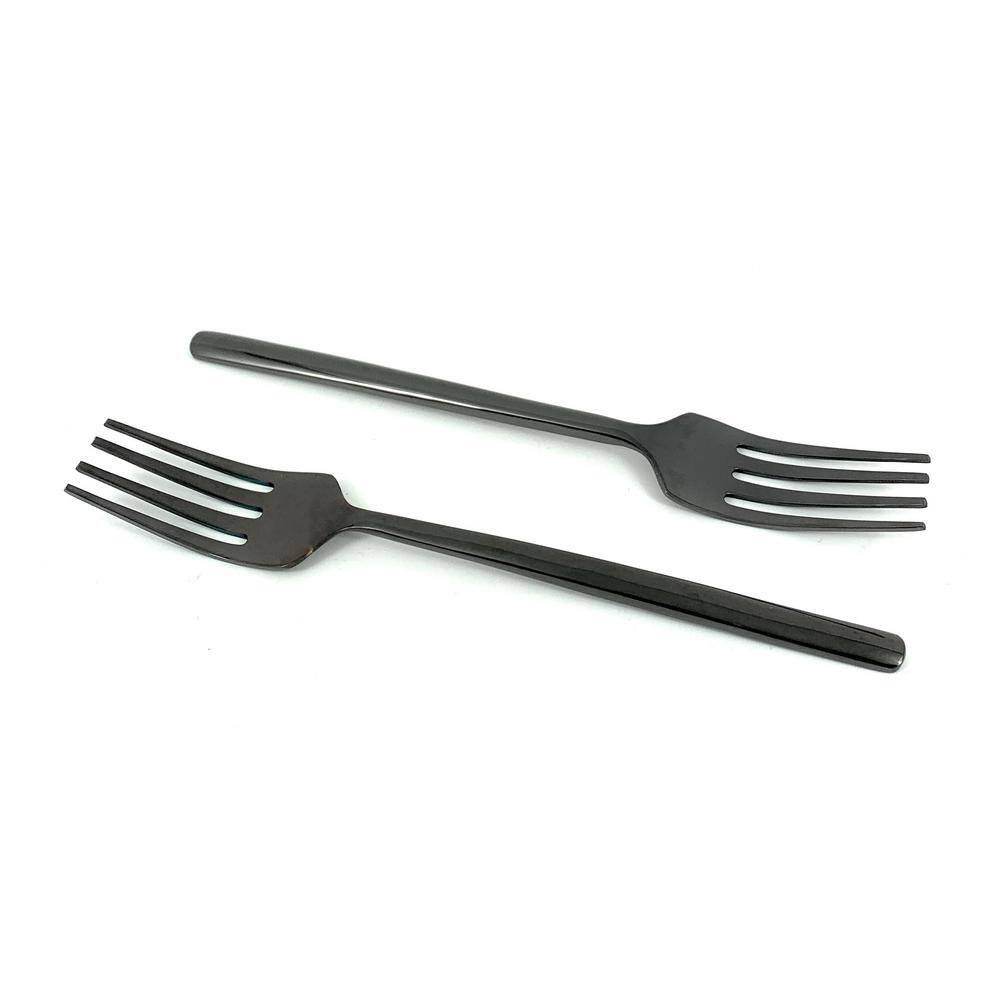 Vibhsa Black Glossy Stainless Steel Salad Appetizer Forks Set of 6 ...
