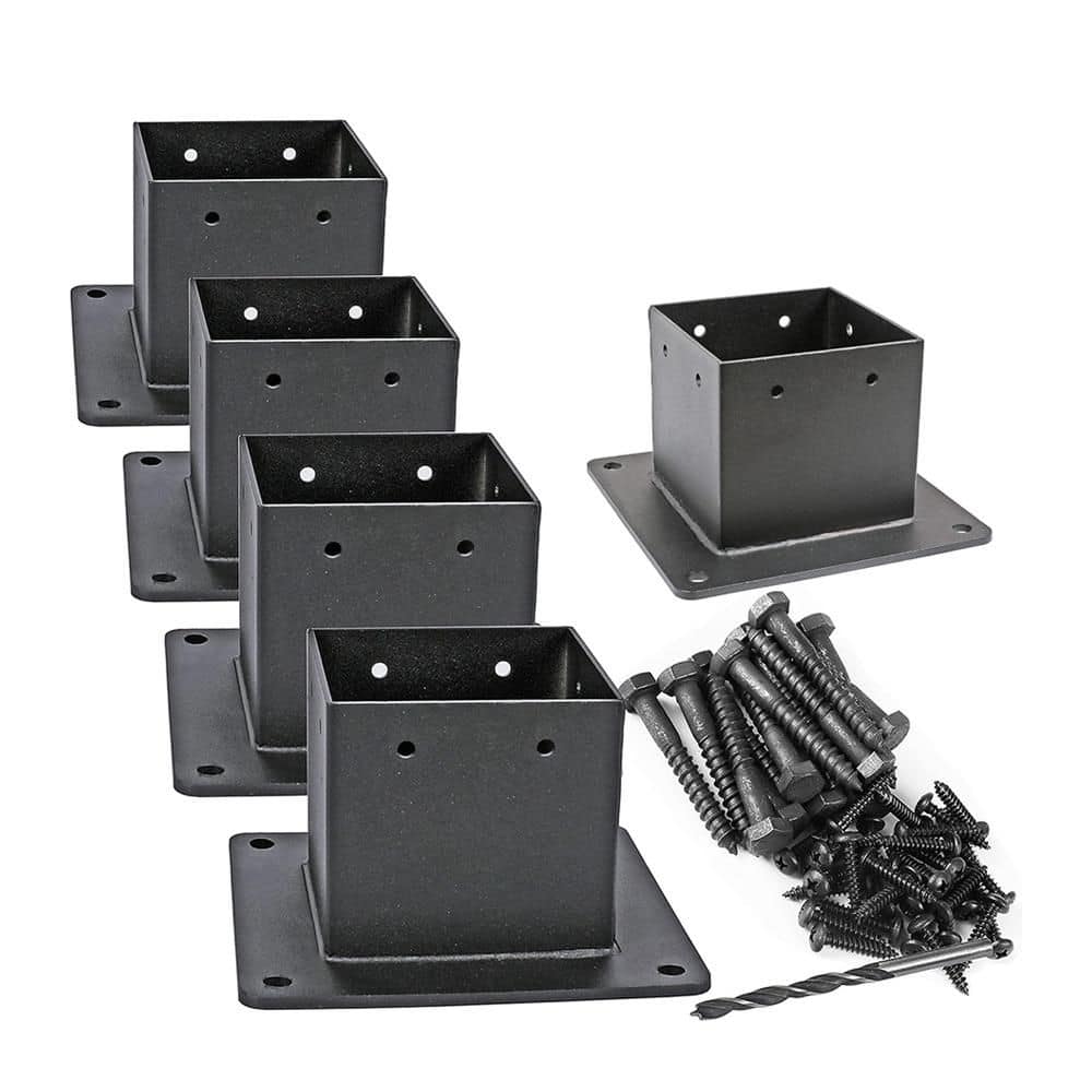 Afoxsos Stainless Steel Black Post Flange Anchor Base with Screws for ...