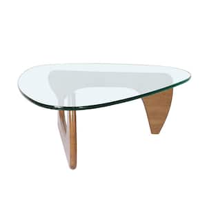 50 in. Walnut Triangle Glass Top Coffee Table H806-CT-6918 - The Home Depot