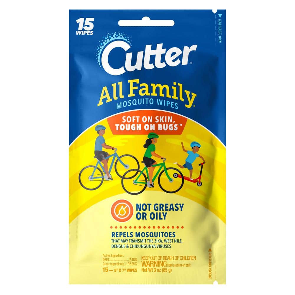 Cutter All Family Mosquito Wipes Insect Repellent With 7.15% DEET (15 ...
