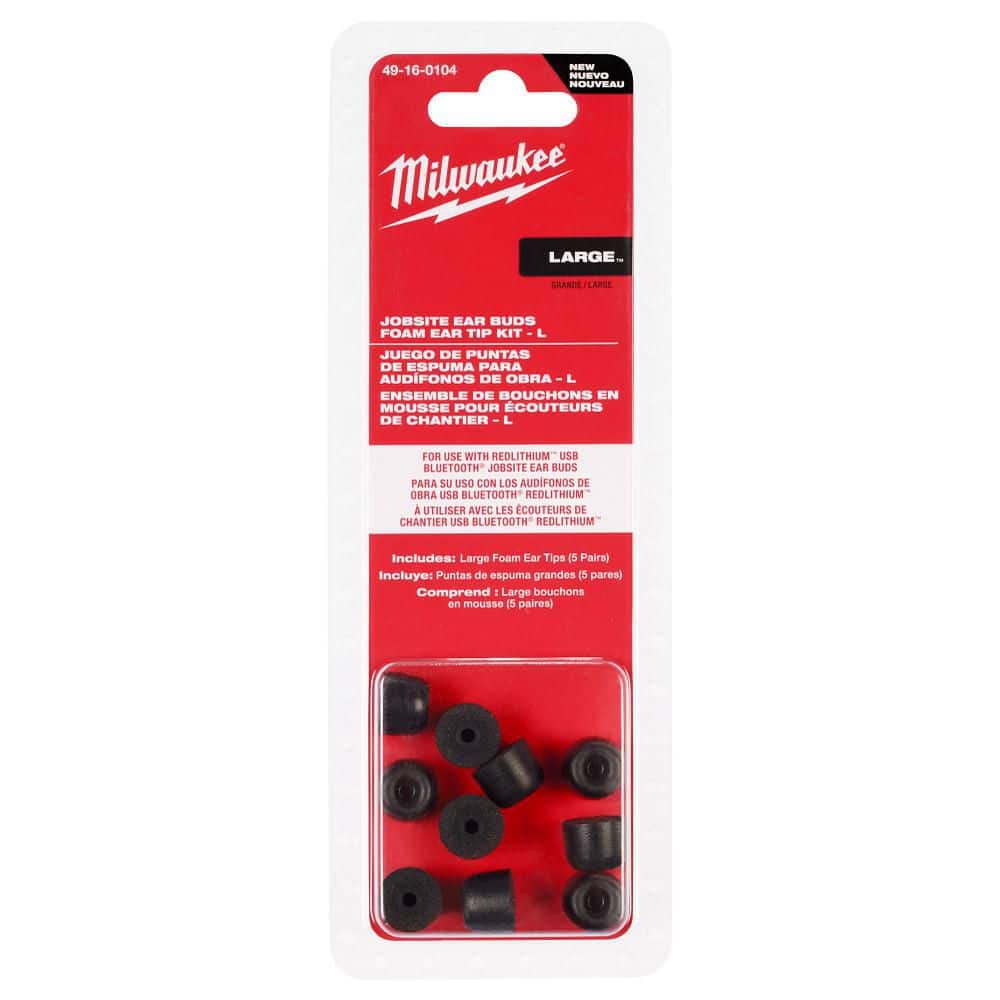 Milwaukee Jobsite Earbuds Foam Ear Tip Kit - Size Large 49-16-0104 ...