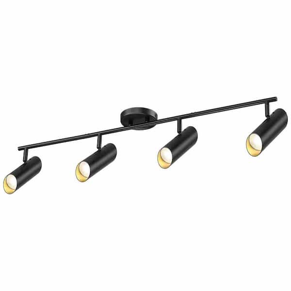 JAZAVA 2.7 ft. Black Integrated LED Ceiling Mounted Hardwired Track ...