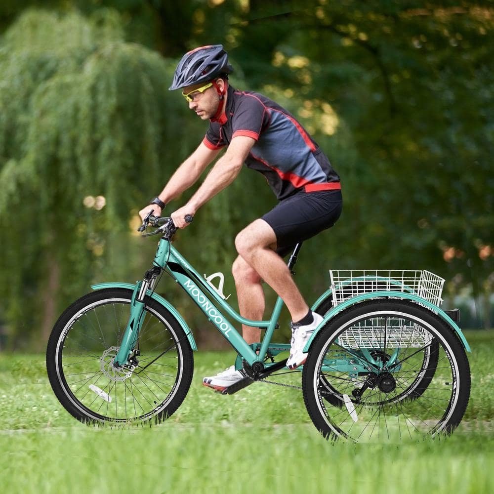 MOONCOOL 24 in. Adults Trikes with Shopping Basket, Adult Mountain Bike ...