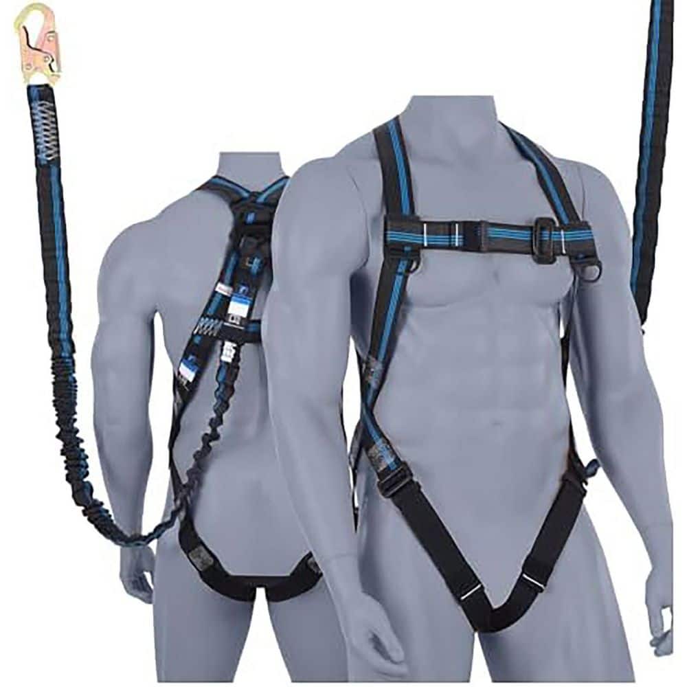 KIWDZFU 3 pt Full Body Safety Harness Kit with 6 ft. Shock Absorbing ...